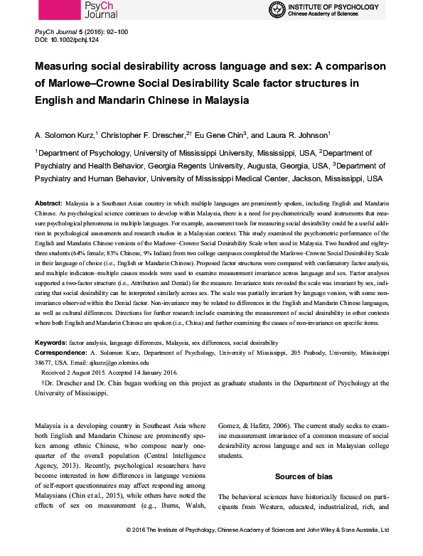 (PDF) Measuring social desirability across language and sex: A ...