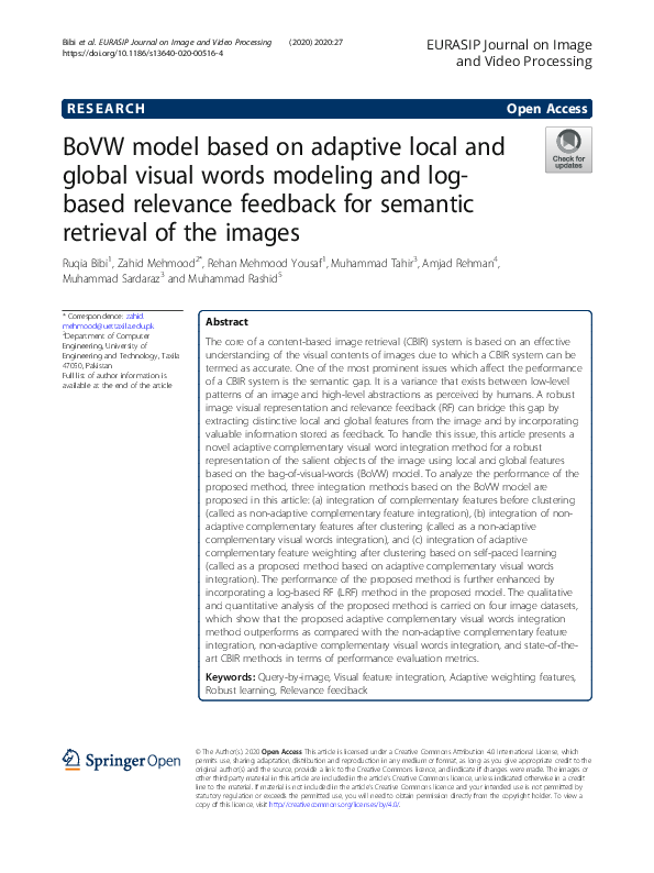 (PDF) BoVW model based on adaptive local and global visual words modeling and log-based ...