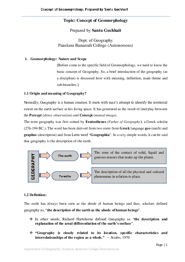 (PDF) Concept of Geomorphology