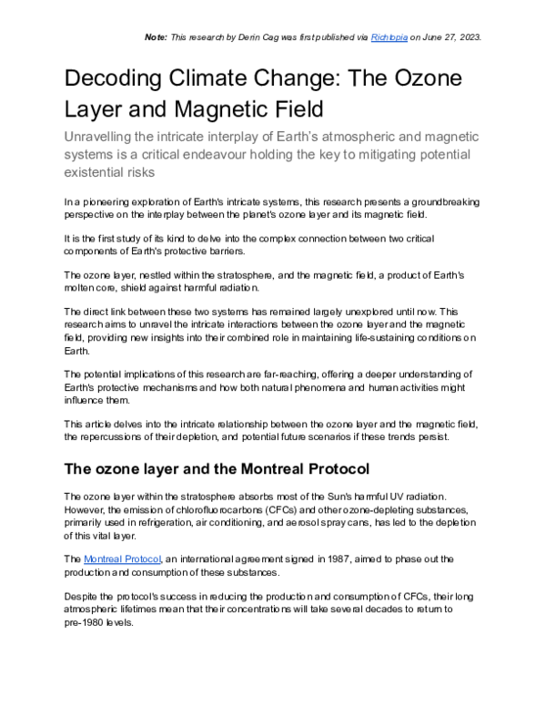(PDF) Decoding Climate Change: The Ozone Layer and Magnetic Field
