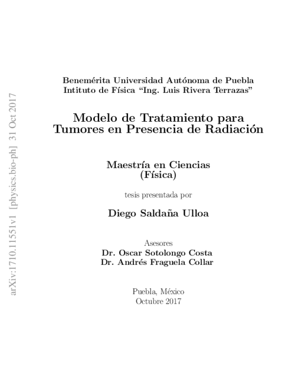(PDF) Modelo de Tratamiento para Tumores en Presencia de Radiaci\'on
