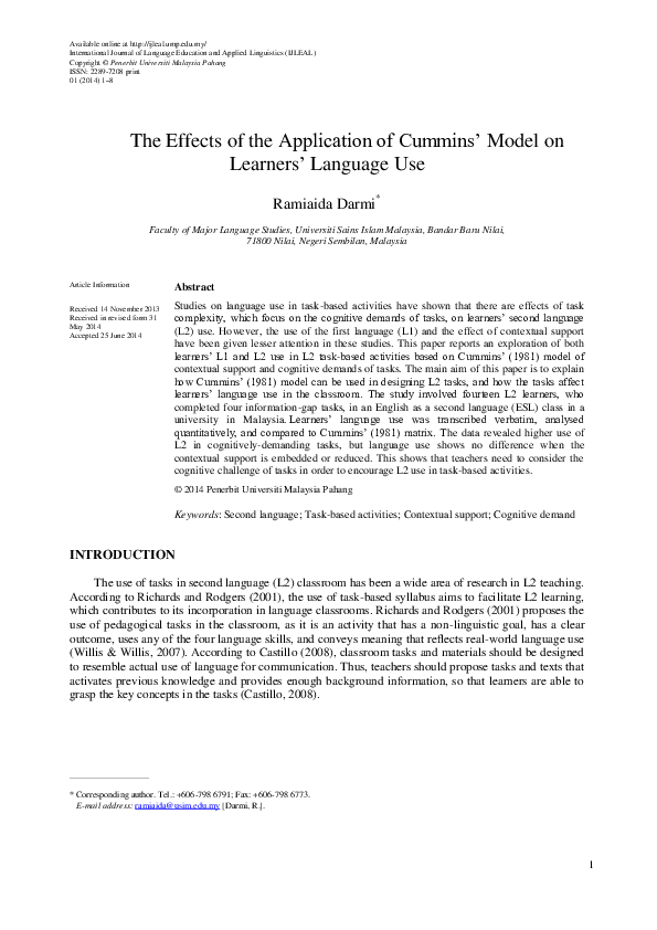 (PDF) Effects of the Application of Cummins‟ Model on Learners ...
