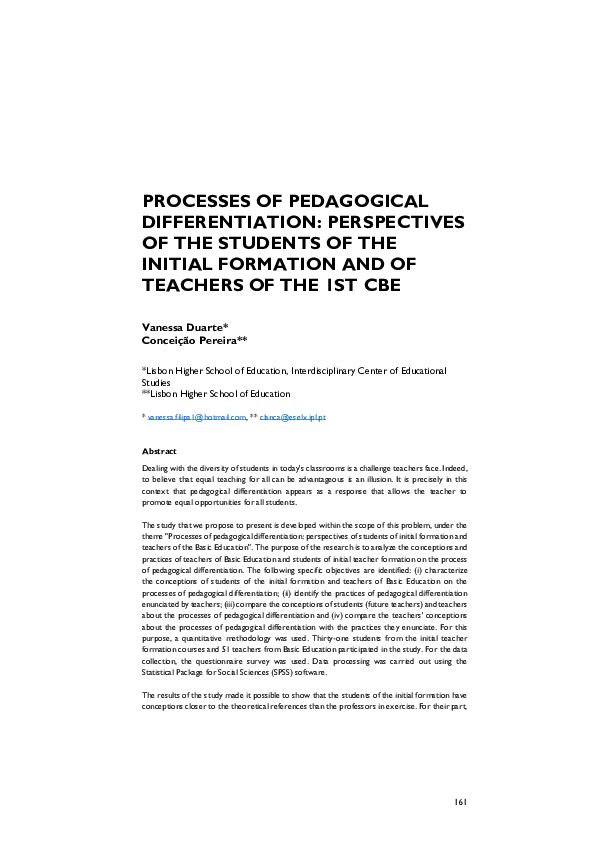 (PDF) Processes of pedagogical differentiation: perspectives of the ...