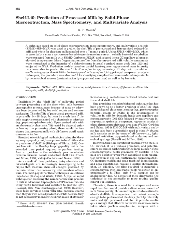 (PDF) Shelf-Life Prediction of Processed Milk by Solid-Phase ...