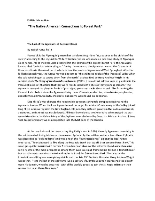 (DOC) The Native American Connections to Forest Park: The Last of the ...