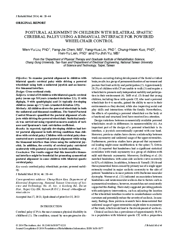 (PDF) Postural alignment in children with bilateral spastic cerebral ...