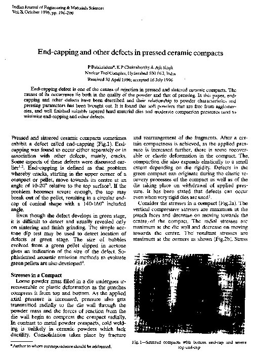 (PDF) Cracking, end-capping and other defects in pressed ceramic compacts