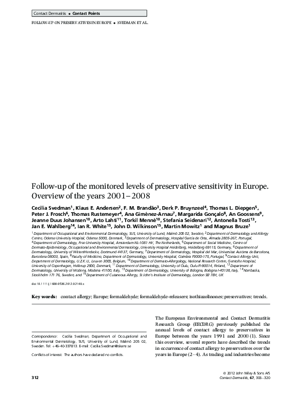 (PDF) Follow-up of the monitored levels of preservative sensitivity in ...