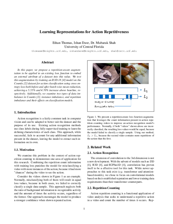 (PDF) Learning Representations for Action Repetitiveness
