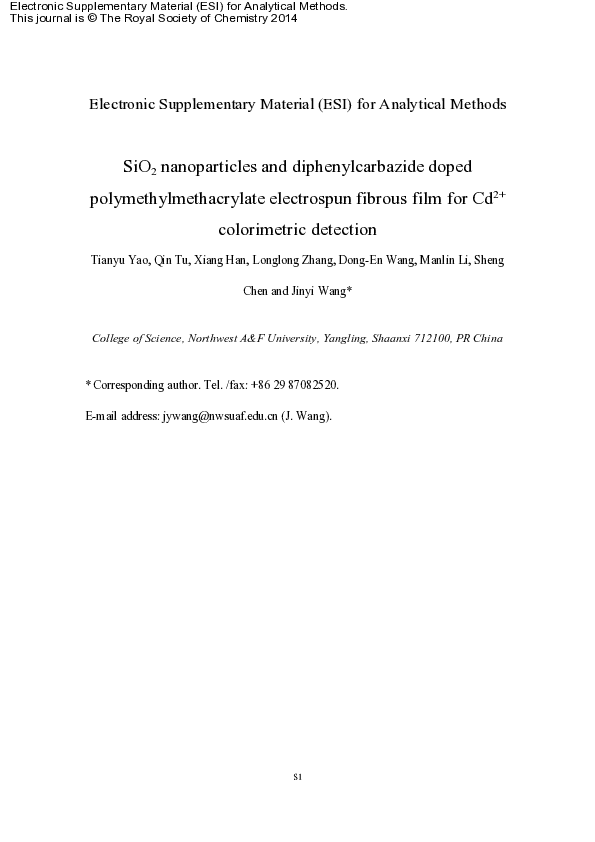 (PDF) SiO2 nanoparticles and diphenylcarbazide doped polymethylmethacrylate electrospun fibrous ...