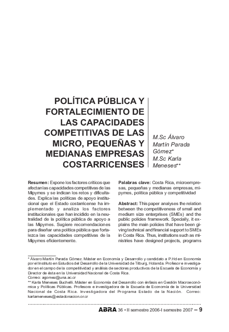 (PDF) Política pública y fortalecimiento de las capacidades competitivas de las micro, pequeñas ...