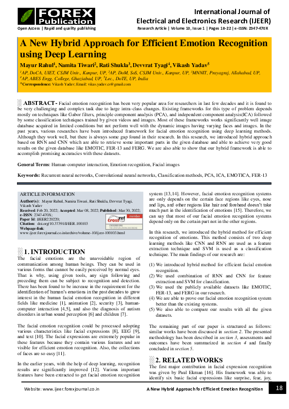 (PDF) A New Hybrid Approach for Efficient Emotion Recognition using Deep Learning