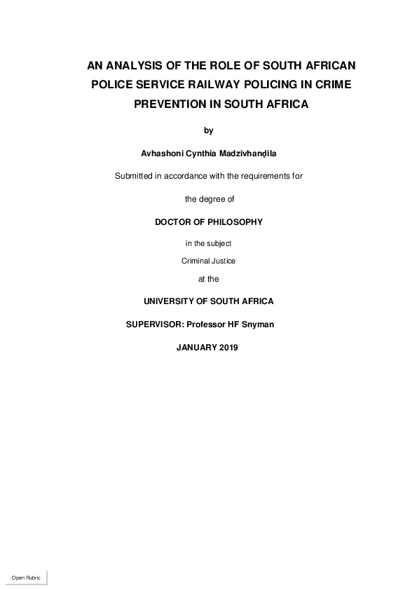 (PDF) An analysis of the role of South African Police Service railway ...