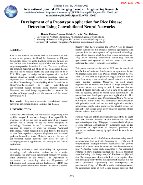 (PDF) Development of a Prototype Application for Rice Disease Detection ...