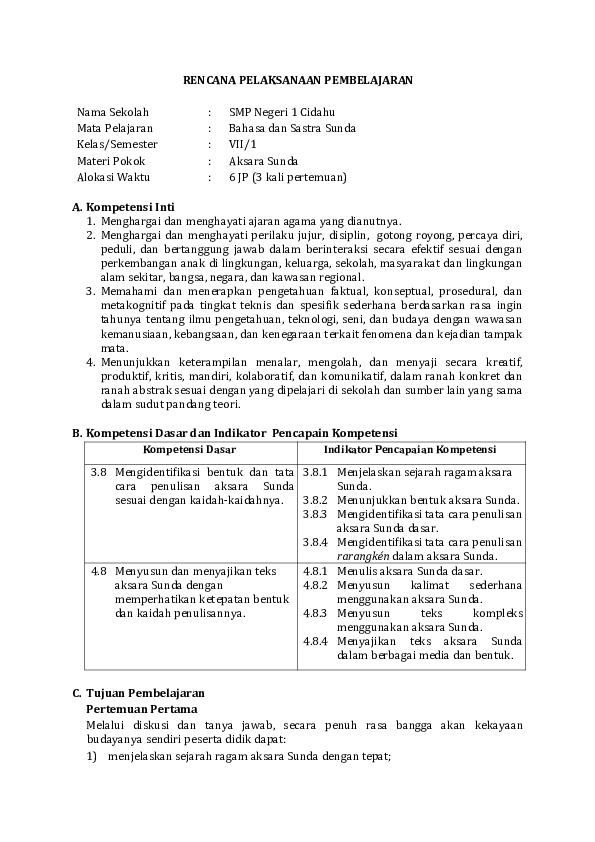 (DOC) RPP Aksara Sunda Kelas 7