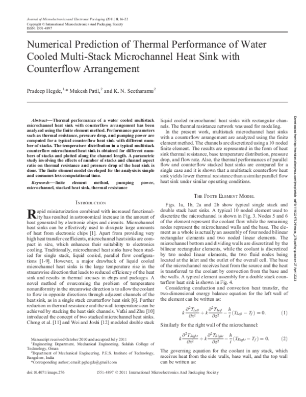 (PDF) Numerical Prediction of Thermal Performance of Water Cooled Multi-Stack Microchannel Heat ...