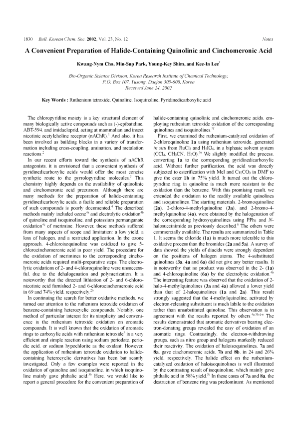 (PDF) A Convenient Preparation of Halide-Containing Quinolinic and ...