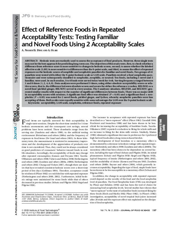 (PDF) Effect of Reference Foods in Repeated Acceptability Tests ...
