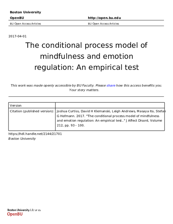 (PDF) The conditional process model of mindfulness and emotion ...