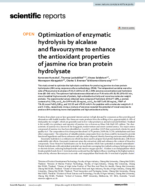 (PDF) Optimization of enzymatic hydrolysis by alcalase and flavourzyme ...