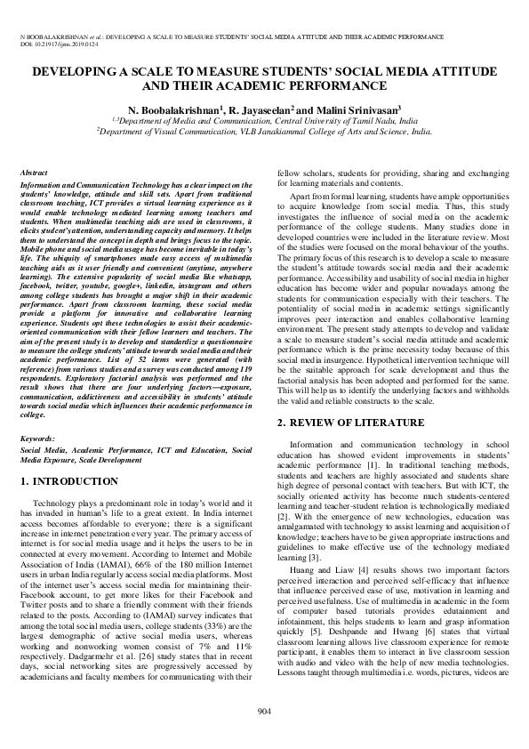 (PDF) Developing a Scale to Measure Students' Social Media Attitude and ...