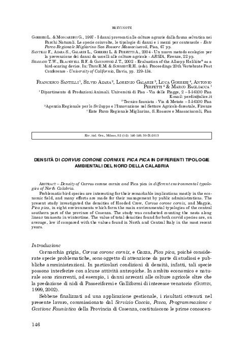 (PDF) Density of Corvus corone cornix and Pica pica in different environmental typologies of ...
