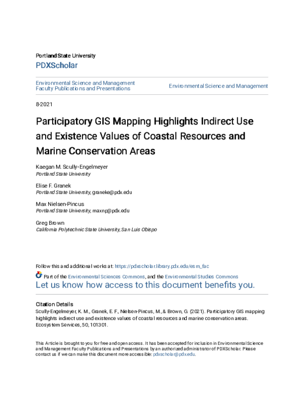 (PDF) Participatory GIS mapping highlights indirect use and existence ...