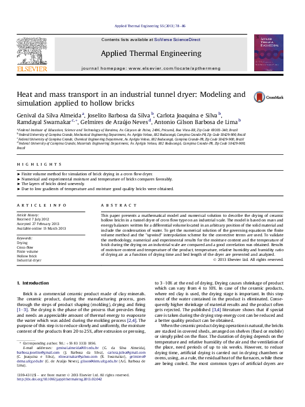 (PDF) Heat and mass transport in an industrial tunnel dryer: Modeling ...