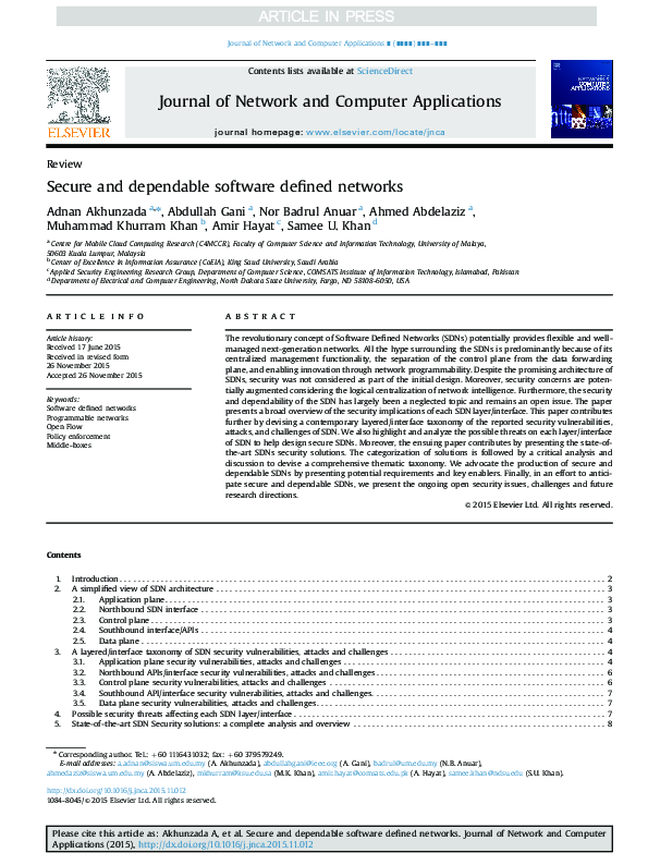 (PDF) Secure and dependable software defined networks | Abdullah Gani - Academia.edu