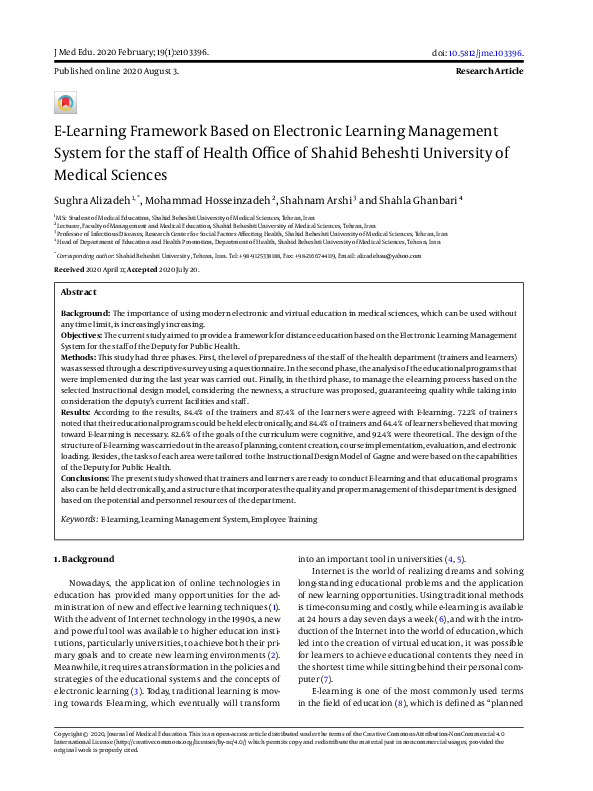 (PDF) E-Learning Framework Based on Electronic Learning Management System for the staff of ...