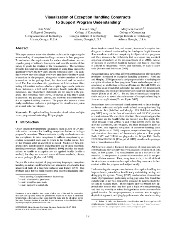 Pdf Visualization Of Exception Handling Constructs 