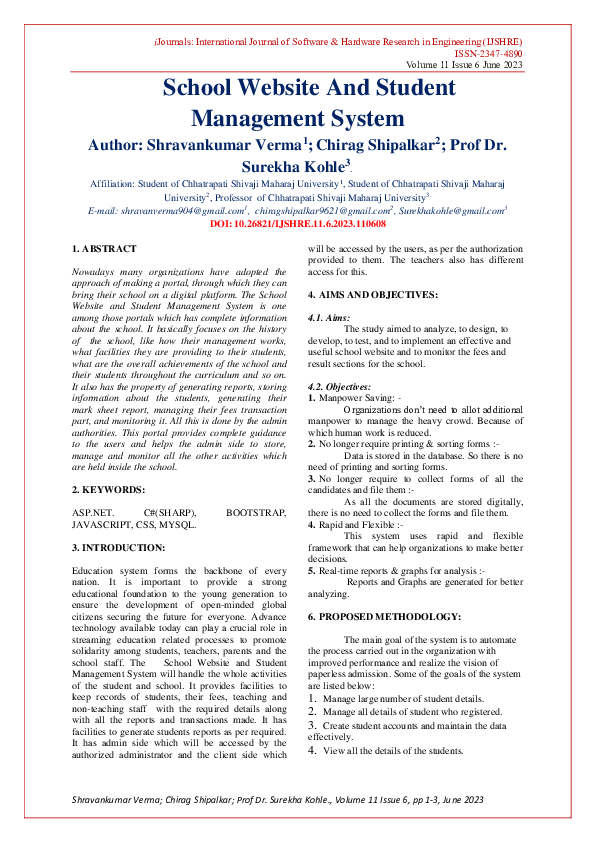 (PDF) School Website And Student Management System
