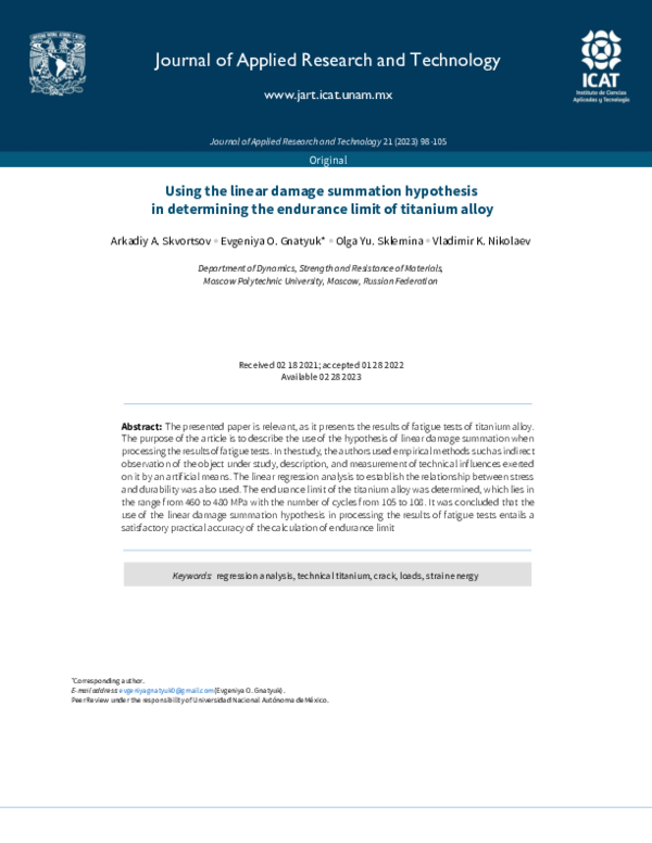 (PDF) Using the linear damage summation hypothesis in determining the ...