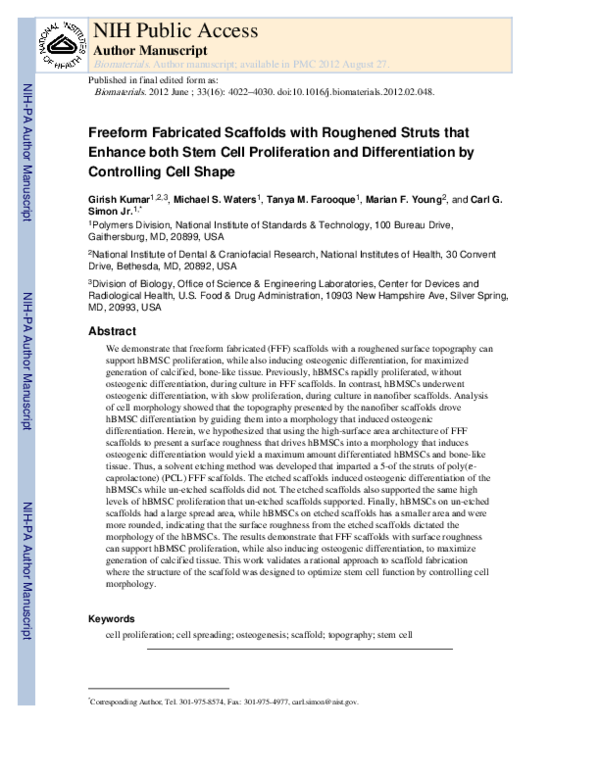(PDF) Freeform fabricated scaffolds with roughened struts that enhance ...