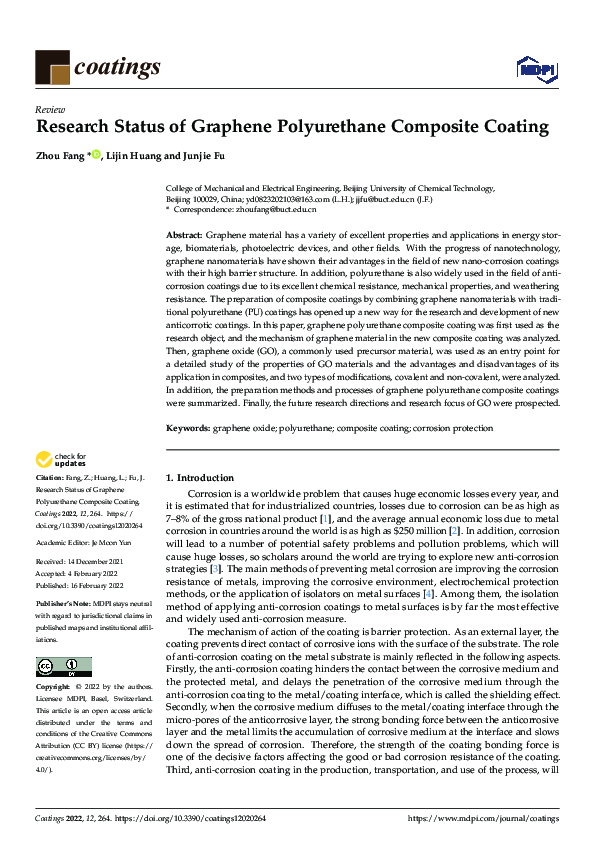 (PDF) Research Status of Graphene Polyurethane Composite Coating