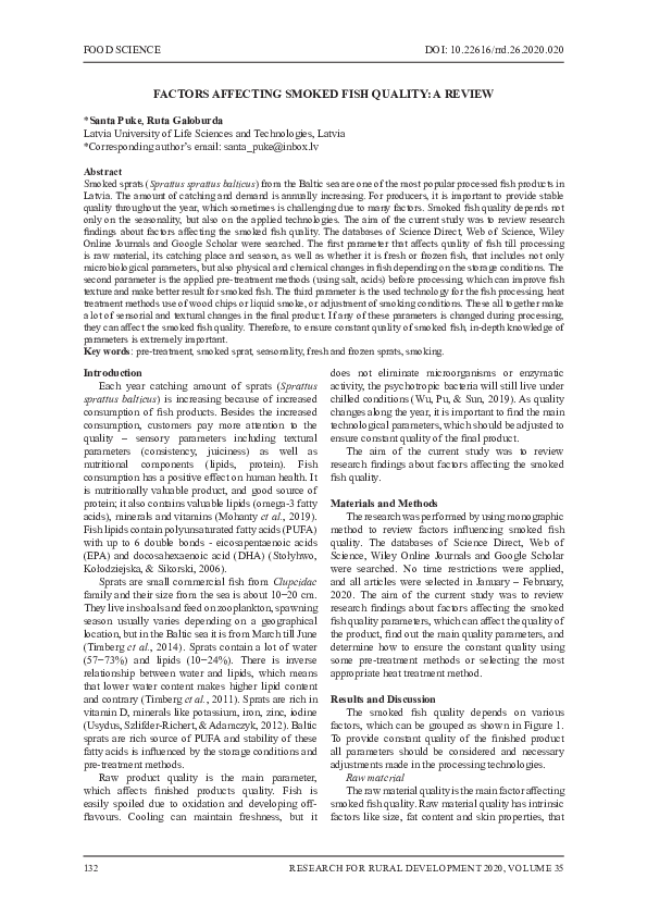 (PDF) Factors affecting smoked fish quality: a review