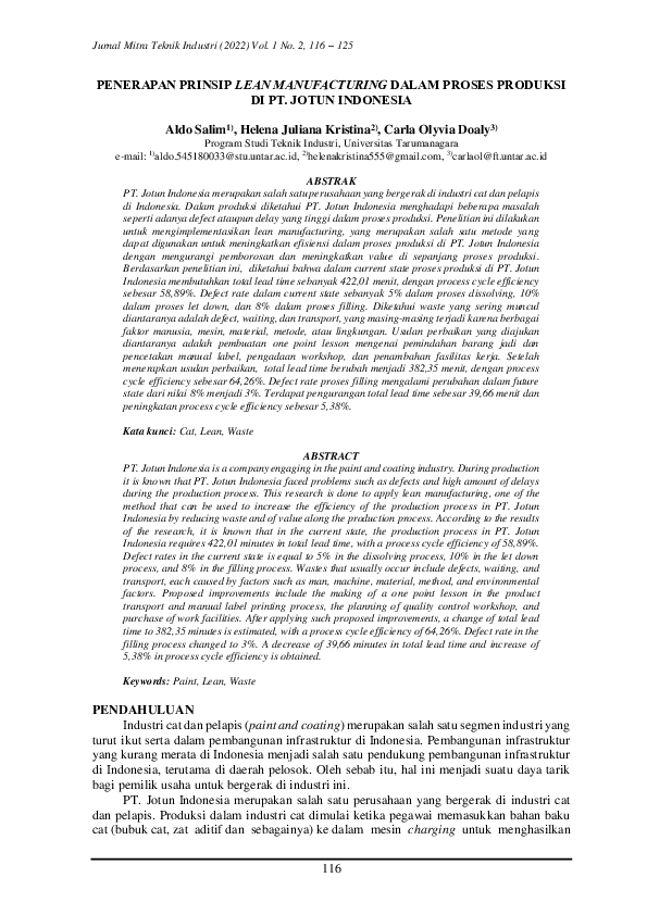 (PDF) Penerapan Prinsip Lean Manufacturing Dalam Proses Produksi DI Pt ... (PDF) Penerapan Prinsip Lean Manufacturing Dalam Proses Produksi DI Pt ...