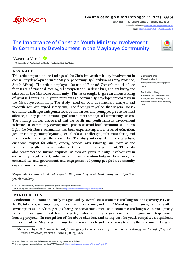 (PDF) The Importance of Christian Youth Ministry Involvement in ...