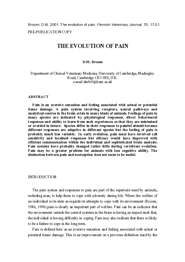 (PDF) The Evolution of Pain