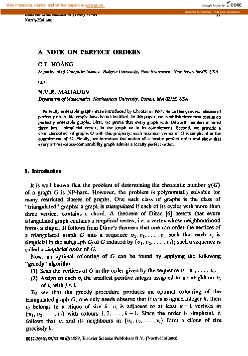 (PDF) A note on perfect orders | Chinh Pham Hoang - Academia.edu