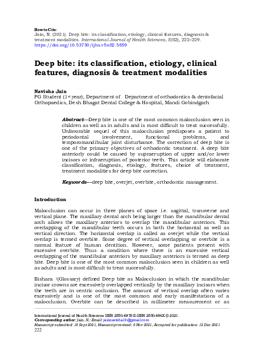 Pdf Deep Bite Its Classification Etiology Clinical Features