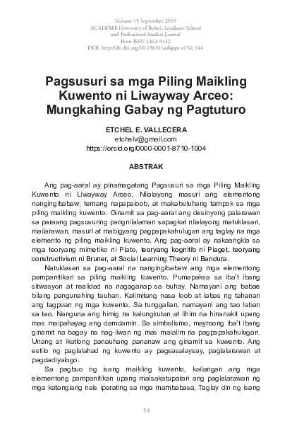 (PDF) Pagsusuri sa mga Piling Maikling Kuwento ni Liwayway Arceo ...