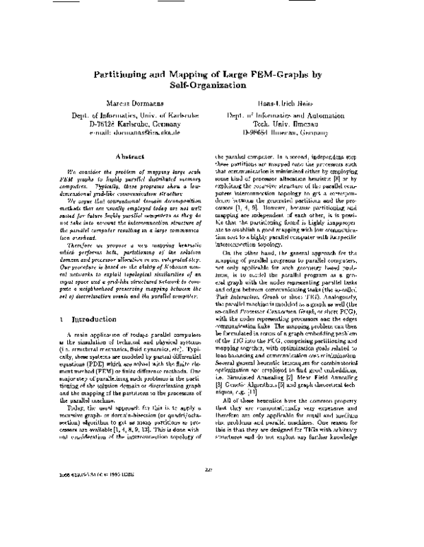 (PDF) Partitioning and mapping of large FEM-graphs by self-organization