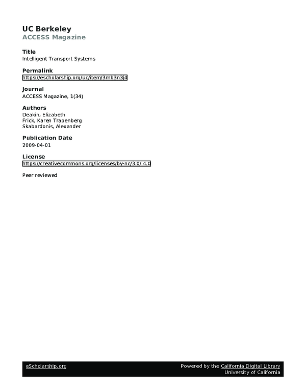 (PDF) Intelligent transport systems