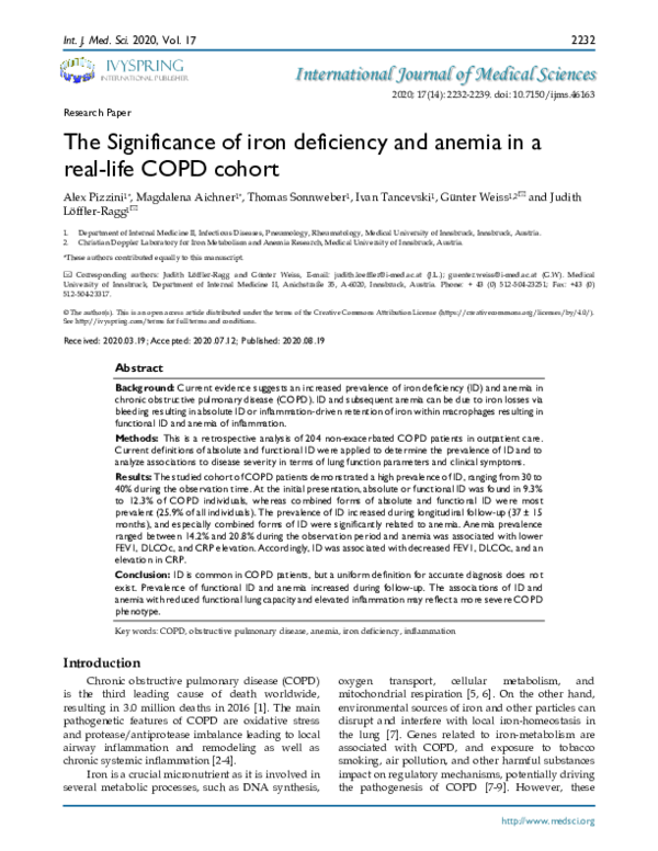 (PDF) The Significance of iron deficiency and anemia in a real-life ...