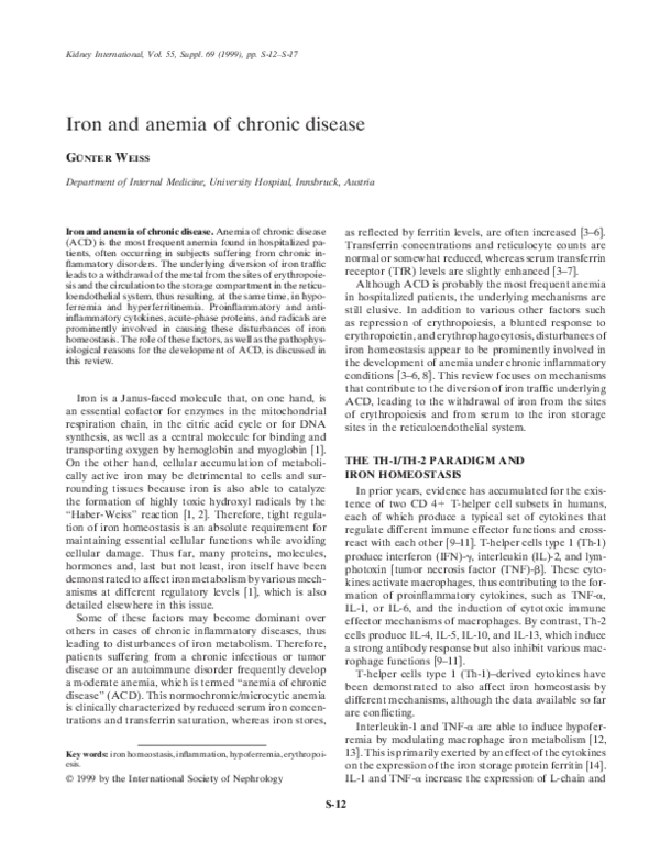 (PDF) Iron and anemia of chronic disease