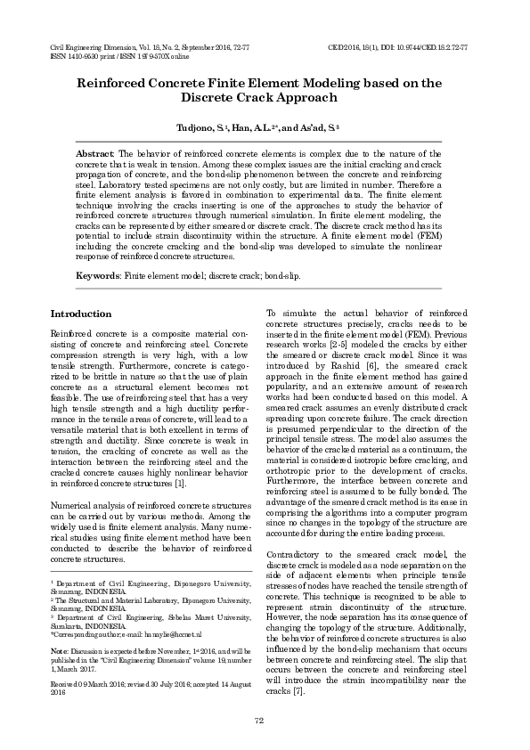 Pdf Reinforced Concrete Finite Element Modeling Based On The Discrete