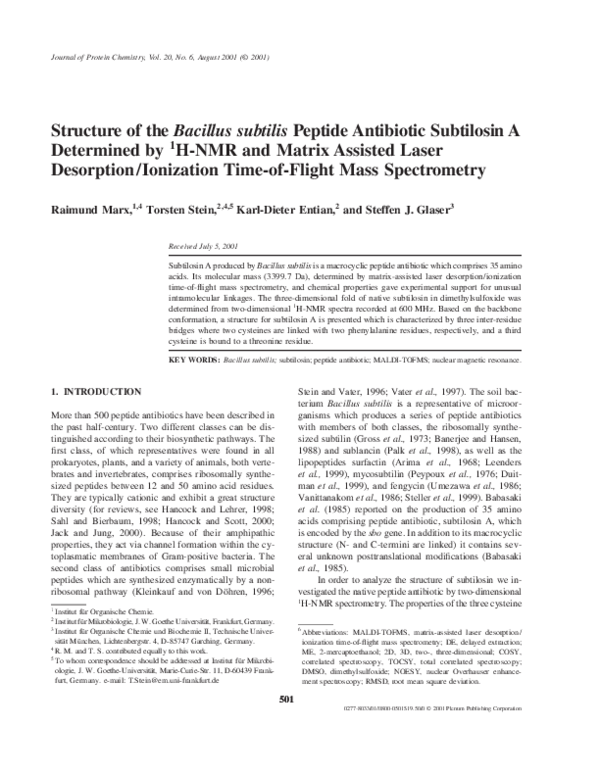 (PDF) Structure of the Bacillus subtilis Peptide Antibiotic Subtilosin ...