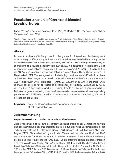 (PDF) Population structure of Czech cold-blooded breeds of horses
