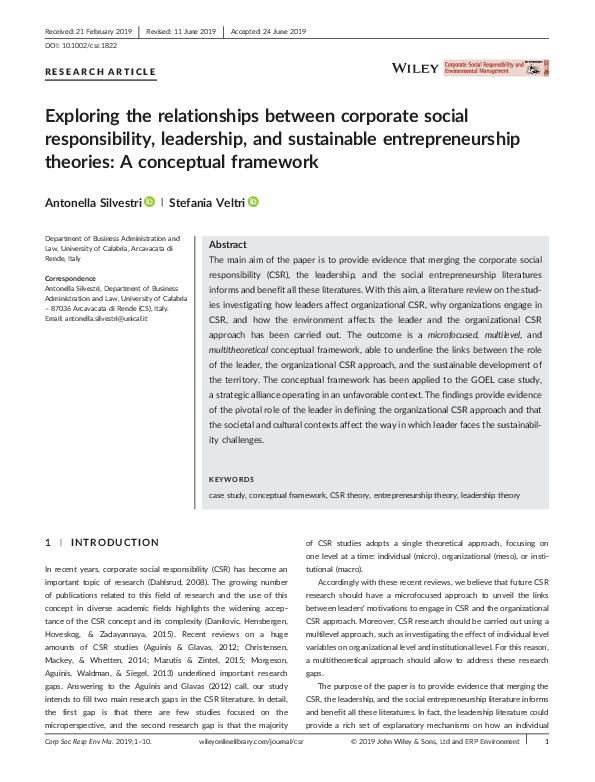 (PDF) Exploring the relationships between corporate social responsibility, leadership, and ...